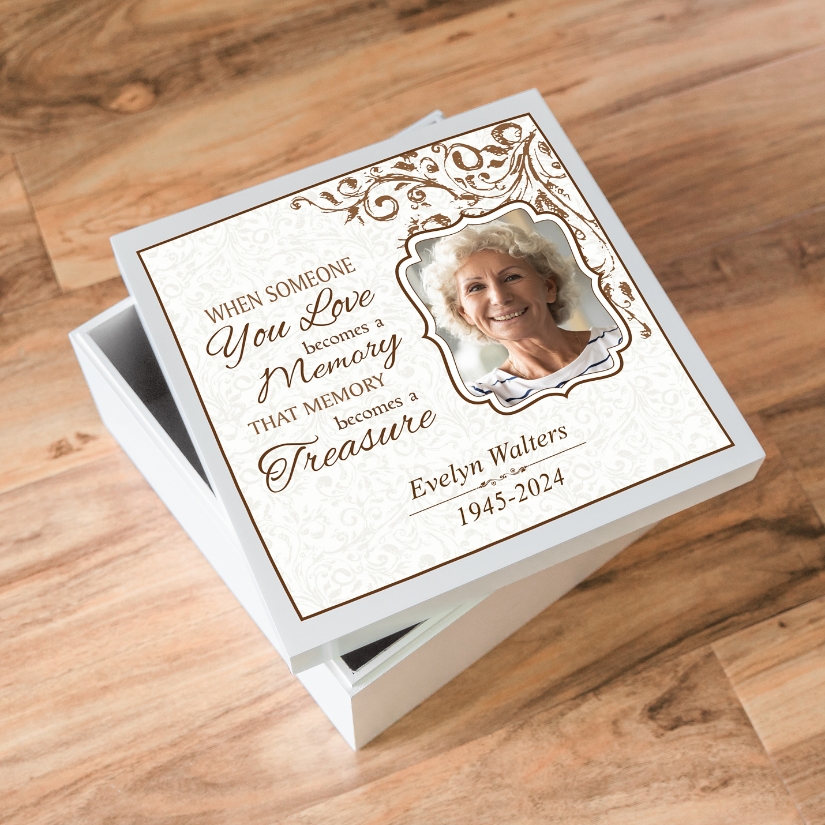Memories to Treasure Photo Memorial Personalized Keepsake Box at Gifts.com
