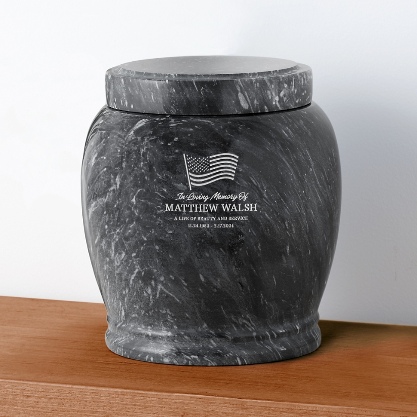 Patriotic Engraved Marble Urn | Legacy Lane