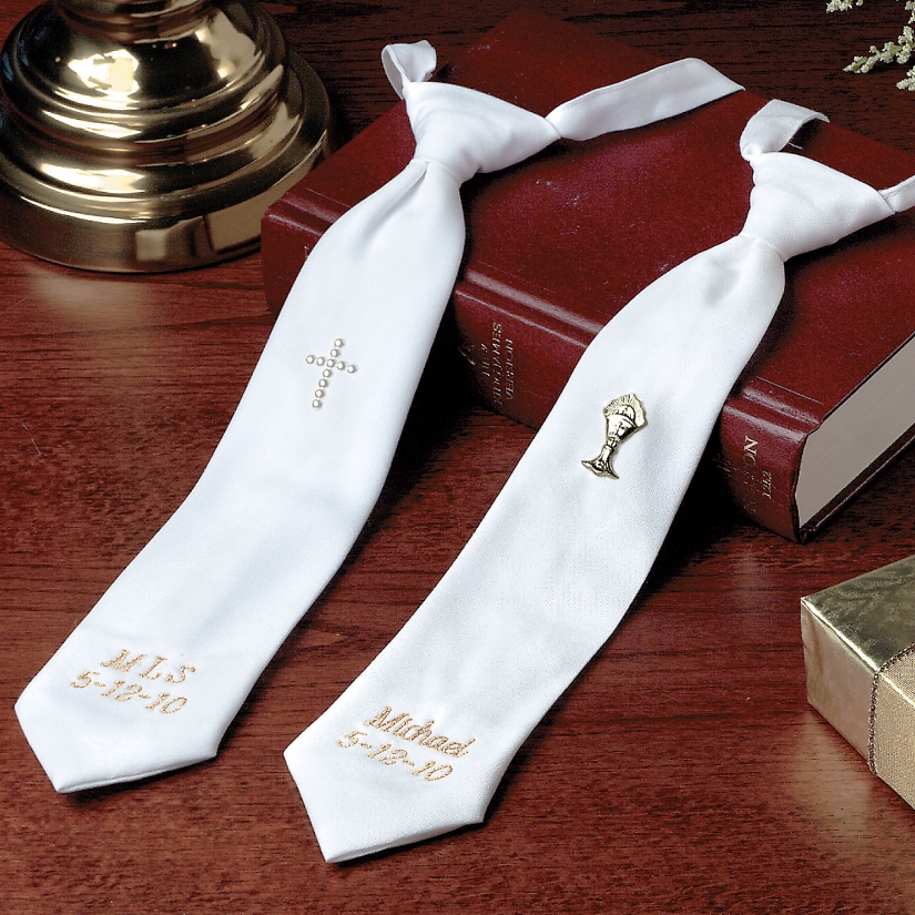 First Communion Tie - White - Cross | Personal Creations