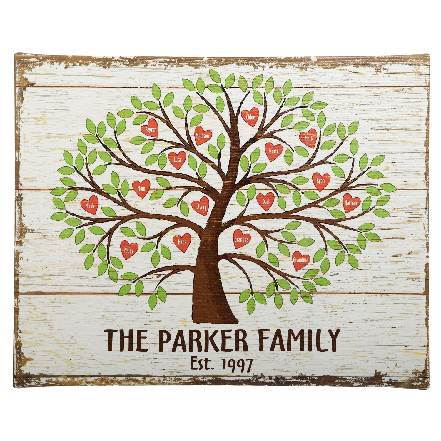 Family Tree of Hearts Canvas - 16x20-Unframed | Personal Creations