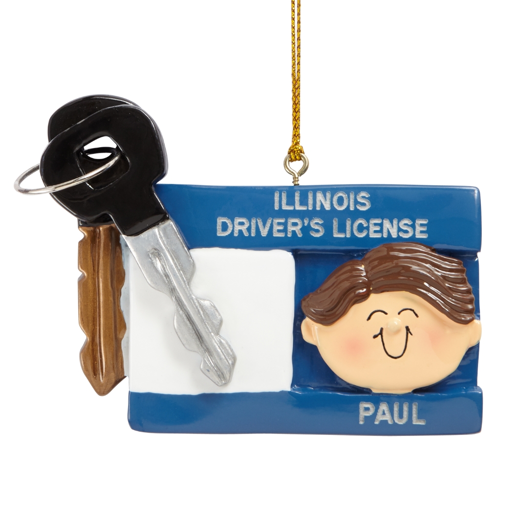 Drivers License Ornament-Boy-Light Skin, Brown Hair | Personal Creations