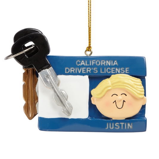 Drivers License Ornament-Boy-Light Skin, Blonde Hair | Personal Creations