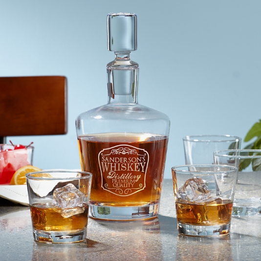 Whiskey Distillery 5 Piece Decanter Set | Personal Creations