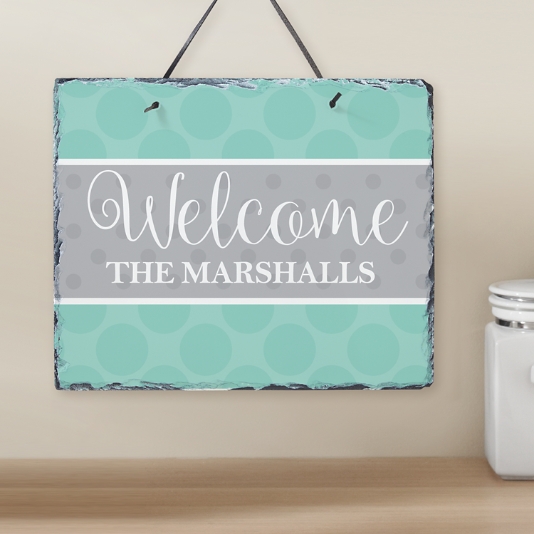 Welcome Polka-Dot Slate | Personal Creations