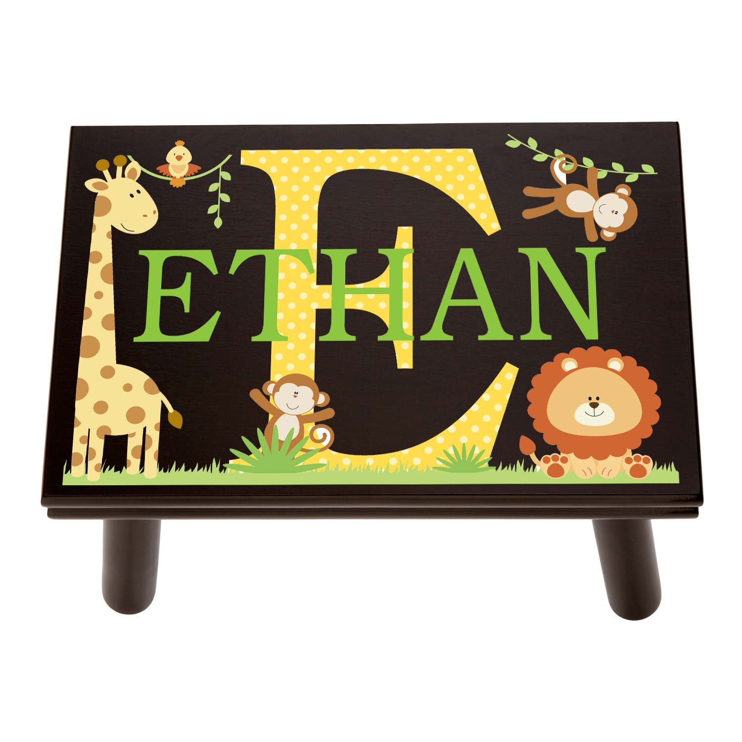 My Own Name Step Stool - Espresso Jungle at Gifts.com