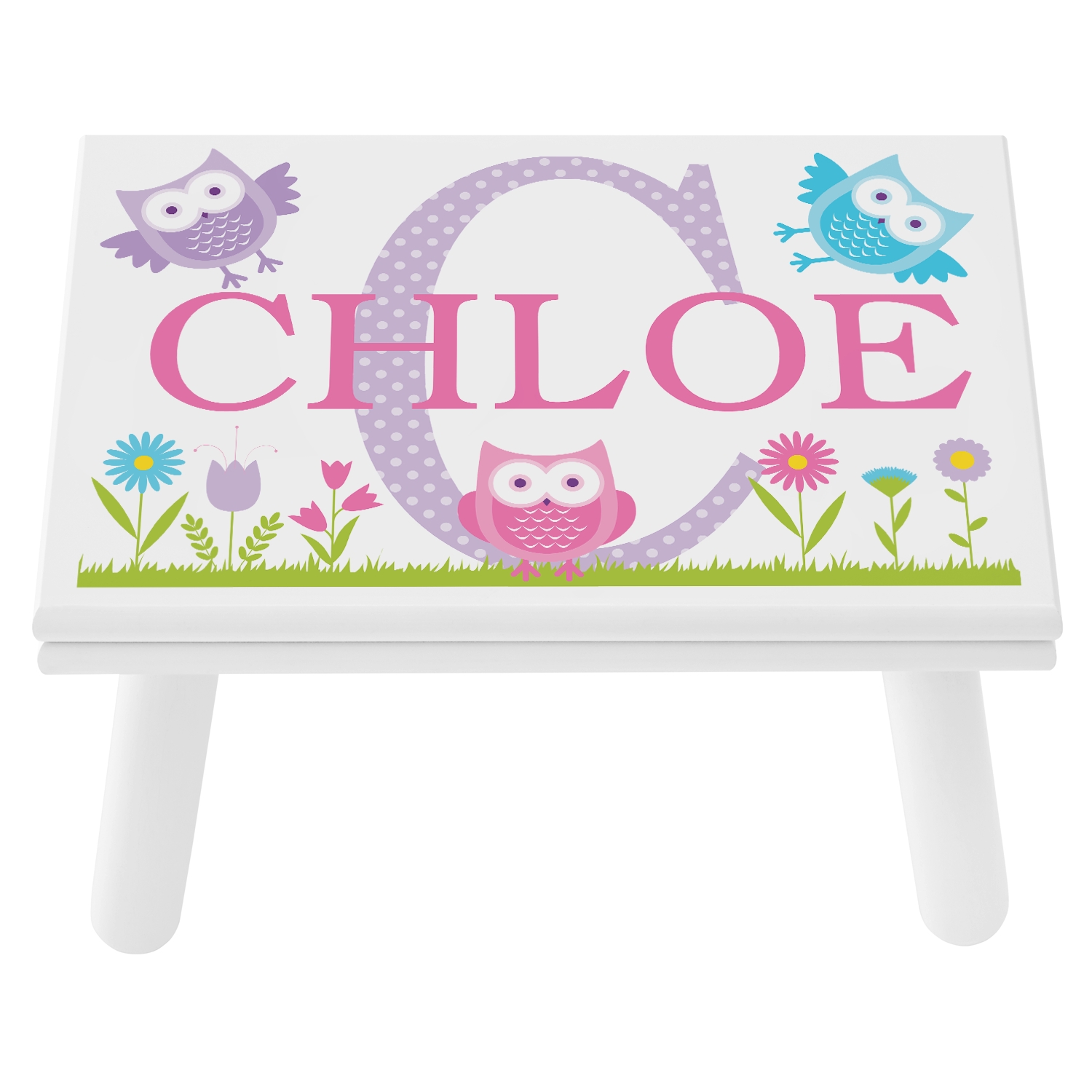 My Own Name Step Stool - White Owl at Gifts.com