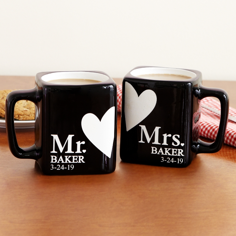 Mr. and Mrs. Black Mug Set | Personal Creations