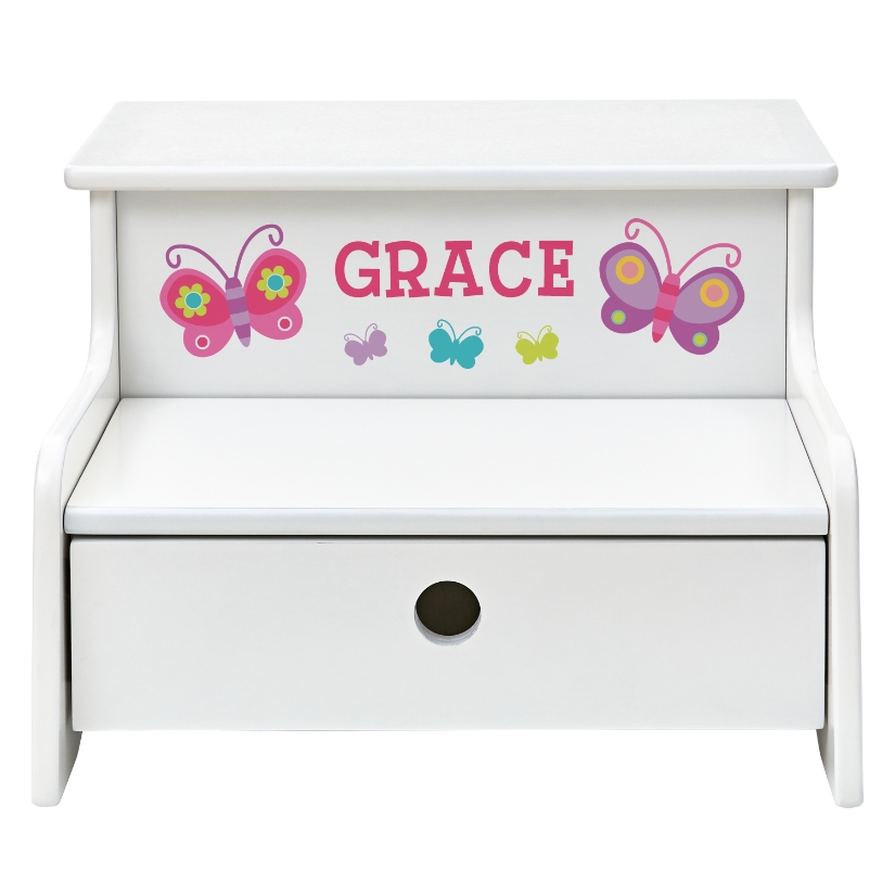 Multipurpose Step Stool with Storage - Butterflies at Gifts.com