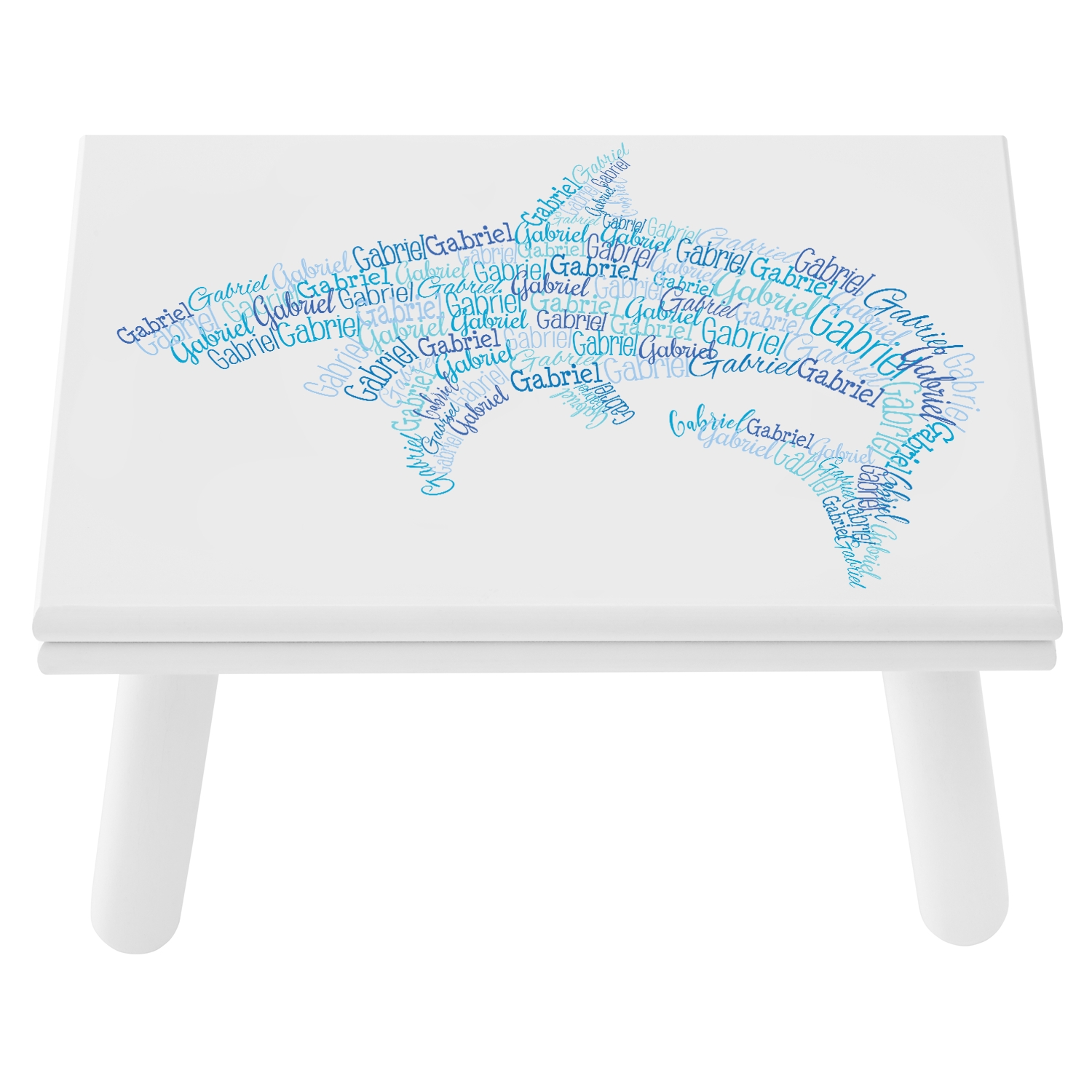 Personalized Animal Art Step Stool - White - Shark at Gifts.com