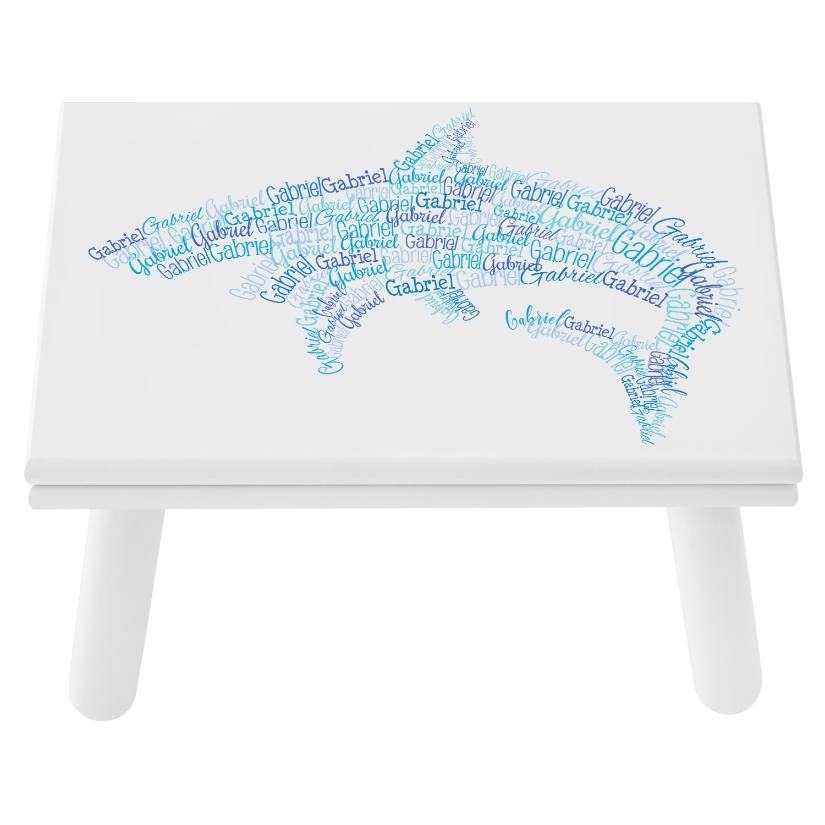 Personalized Animal Art Step Stool - White - Shark at Gifts.com