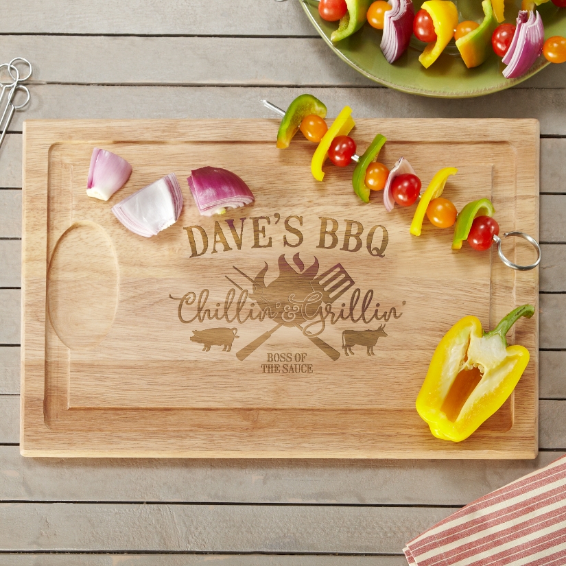 BBQ Pro Maple Wood Personalized Cutting Board at Gifts.com