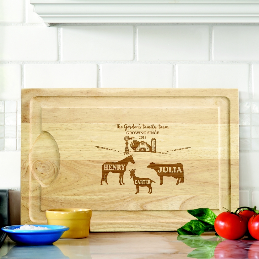 Rustic Family Farm Personalized Maple Cutting Board at Gifts.com