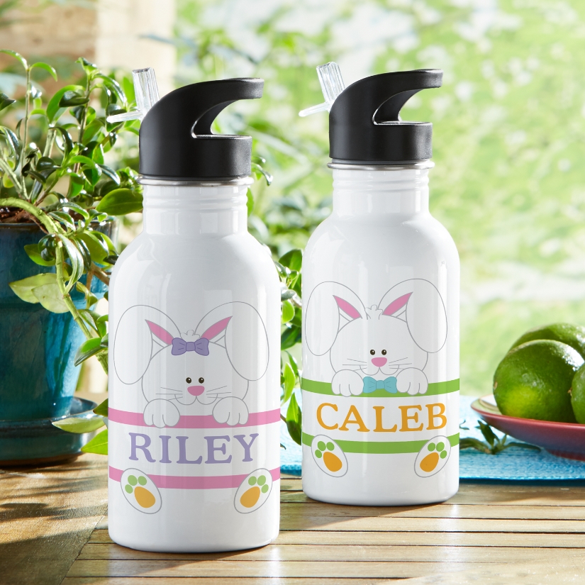 Playful Bunny Personalized Water Bottle at Gifts.com