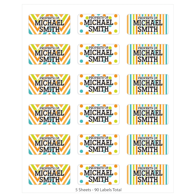 Kids Property Labels - Primary Patterns at Gifts.com