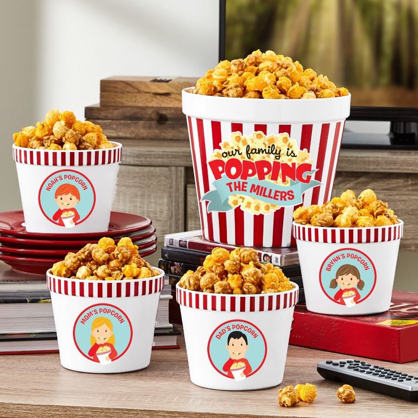 Family Movie Night Personalized Popcorn Bucket at Gifts.com
