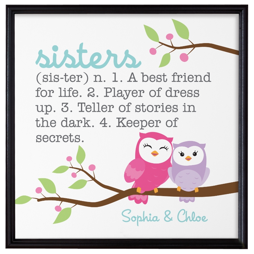 Sibling Meaning Canvas - Sisters - 16x16-Framed | Personal Creations