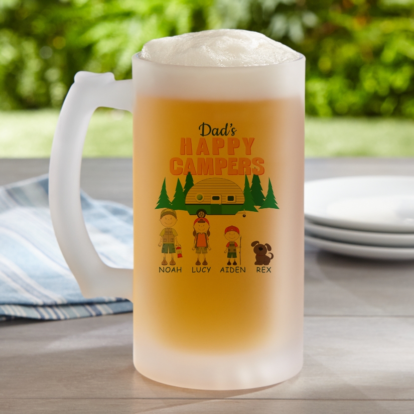 Happy Campers Frosted Beer Mug | Personal Creations