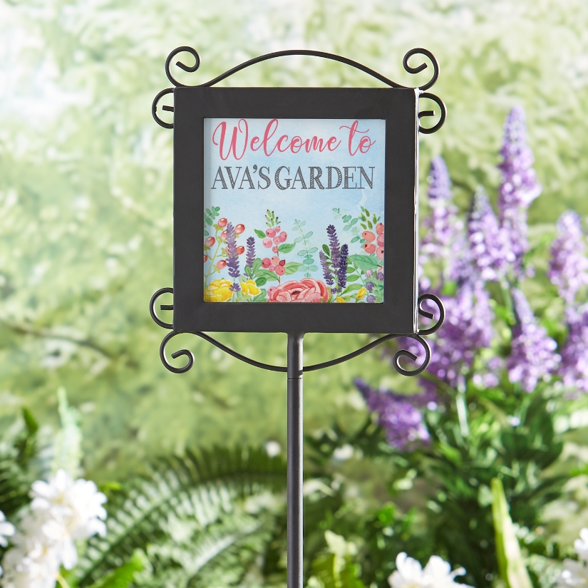 Floral Welcome Personalized Garden Stake at Gifts.com