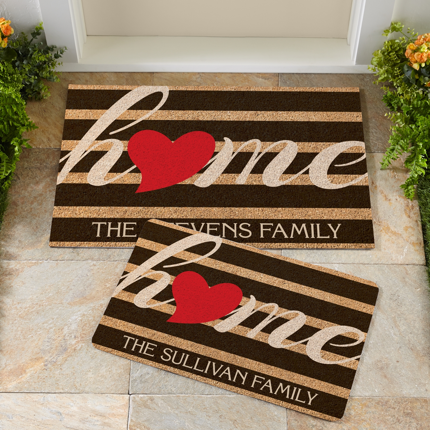 Striped Heart Home Doormat | Personal Creations
