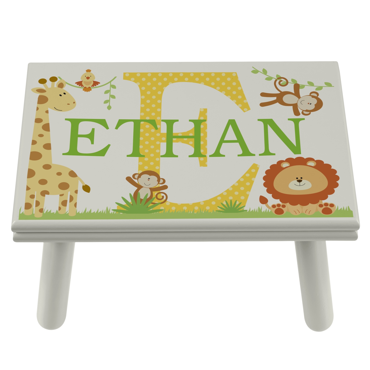 My Unique Name Step Stool - Gray-Jungle at Gifts.com