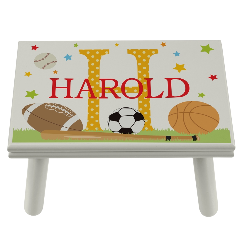 My Own Name Step Stool - Gray-Sports at Gifts.com
