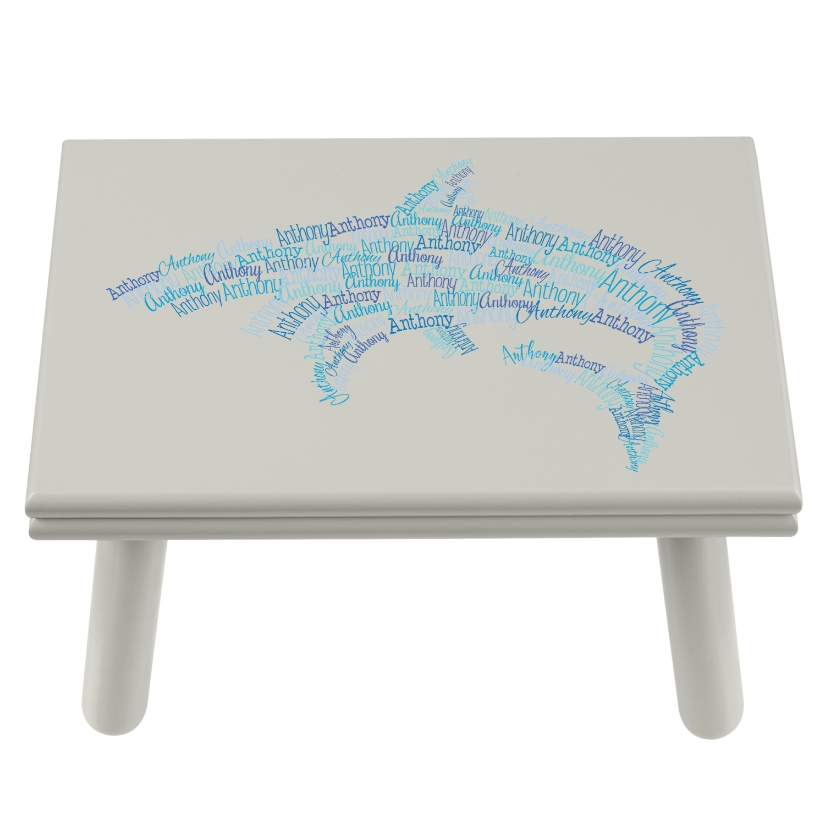 Personalized Animal Art Step Stool - Gray - Shark at Gifts.com