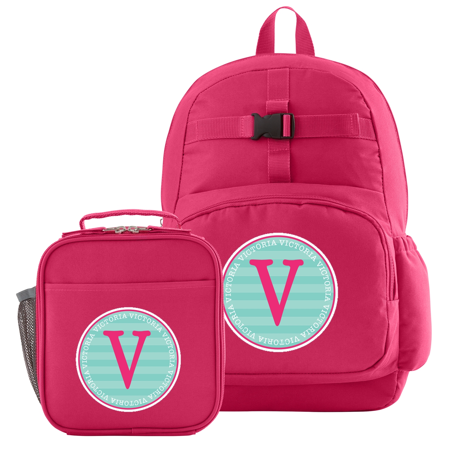 Allover Name Pink Backpack + Lunchbox at Gifts.com