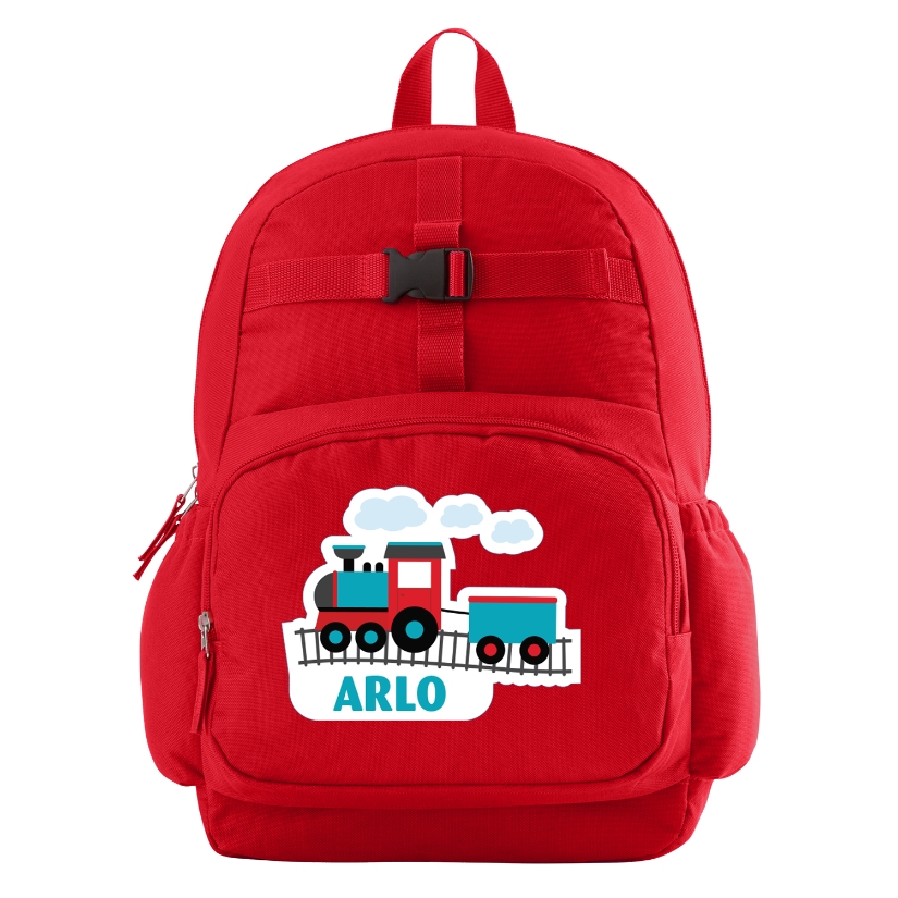 Fun Graphic Boys Red Backpack - Trains at Gifts.com