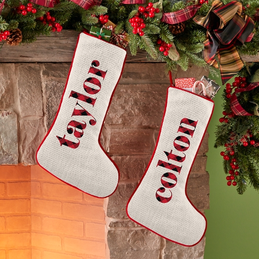 Simply Plaid Name Stocking | Personal Creations