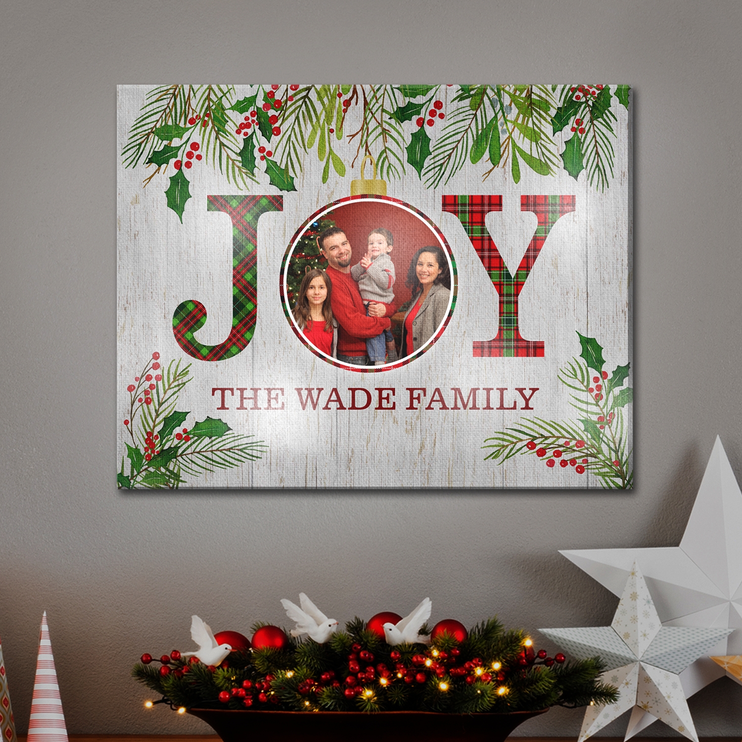 TwinkleBright™ LED Christmas Joy Photo Canvas at Gifts.com