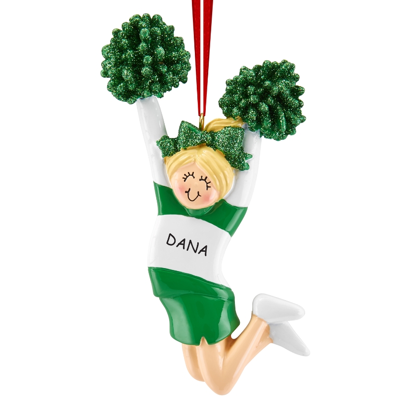 Cheer! Ornament - Green - Caucasian Blonde at Gifts.com