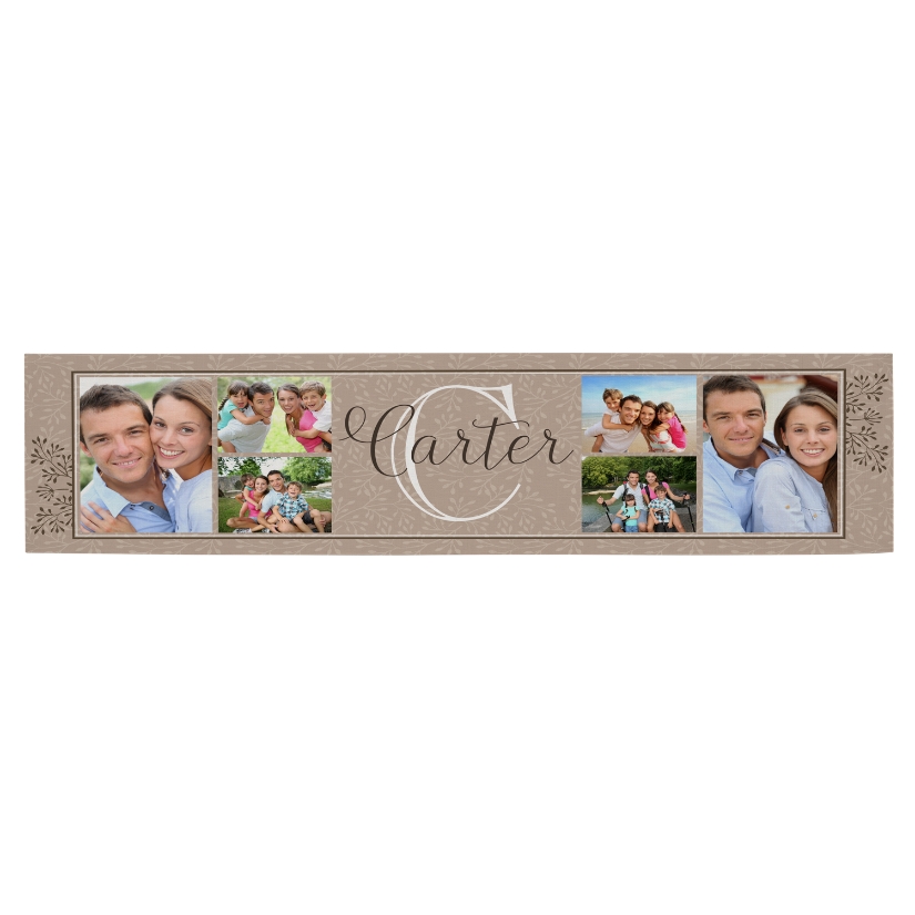 Create Your Own Photo Table Runner - Tan - Name/Initial at Gifts.com