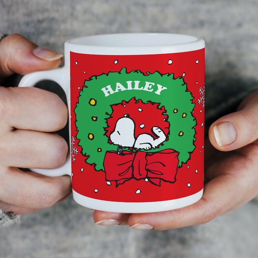 PEANUTS® Snoopy™ Holiday Wreath Mug at Gifts.com