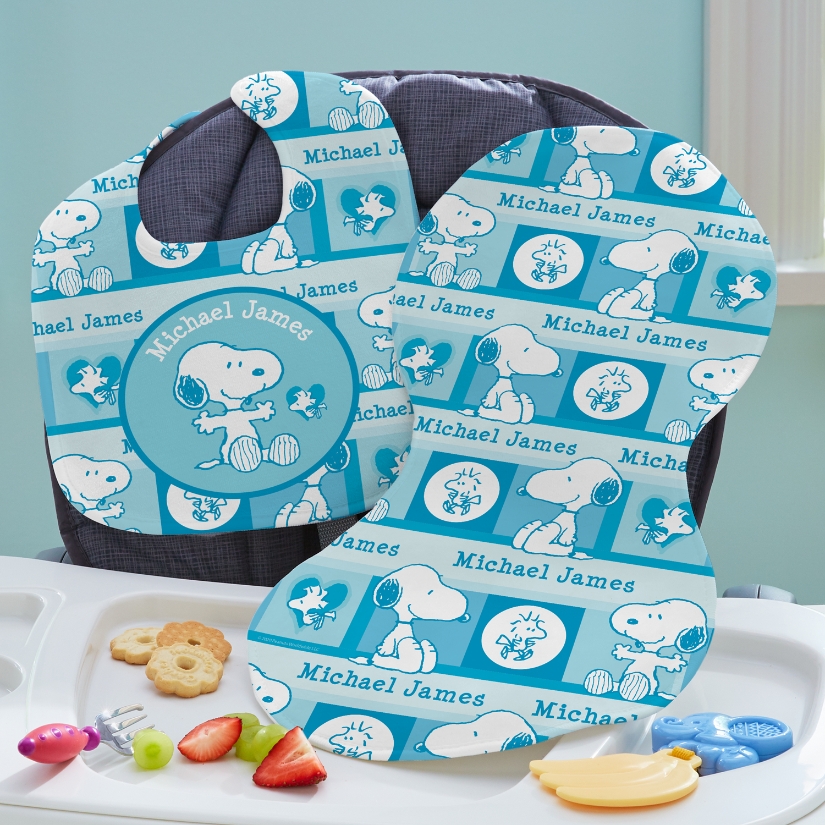 PEANUTS® Adorable Baby Snoopy™ Personalized Bib & Burp Cloth Set at ...