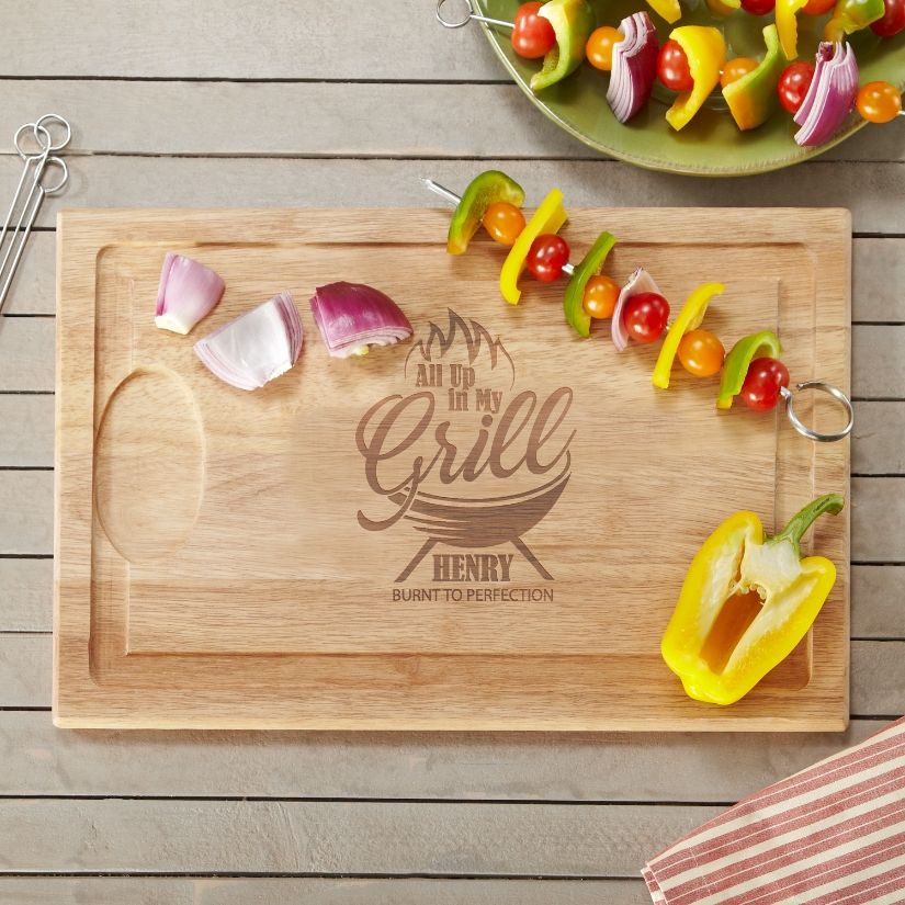 Grilling Enthusiast Personalized Maple Wood Cutting Board at Gifts.com