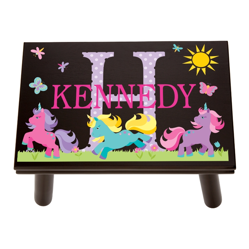 Personalized My Own Name Step Stool - Espresso Unicorn | Personal Creations