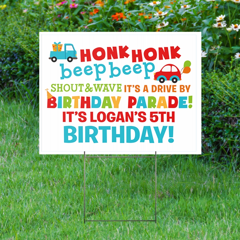 Beep Beep Birthday Personalized Yard Sign at Gifts.com