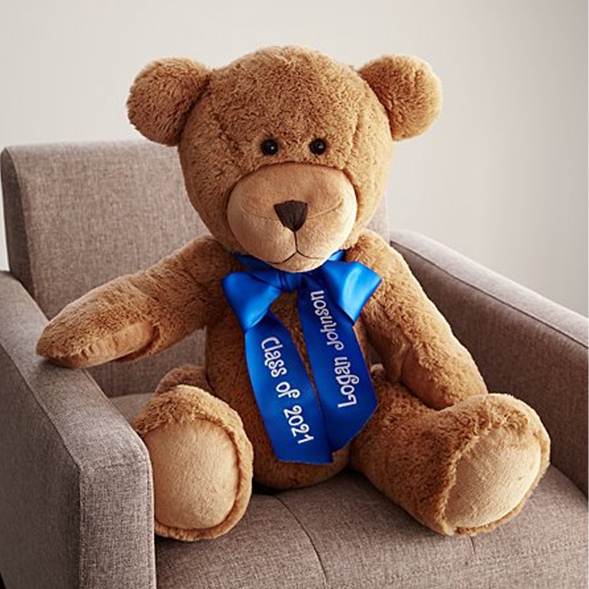 27" Cuddly Personalized Bear - Blue Ribbon at Gifts.com