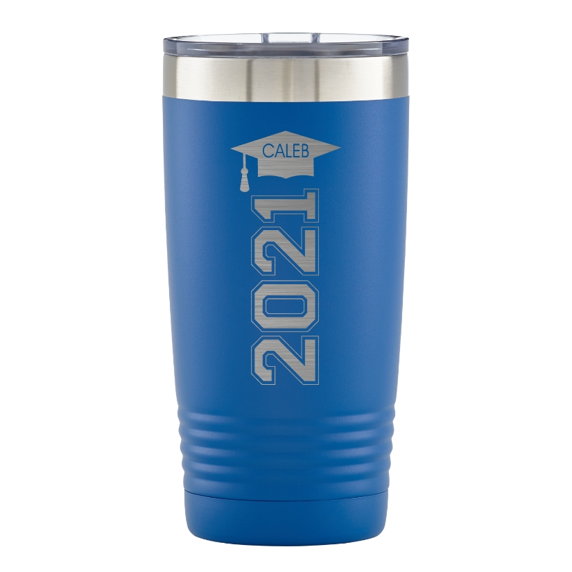 On-The-Go Graduation Tumbler - Blue Vertical Grad Cap at Gifts.com