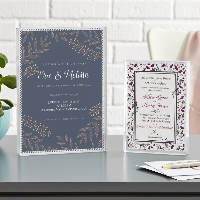 Wedding Invitation Keepsake Glass Block | Personal Creations
