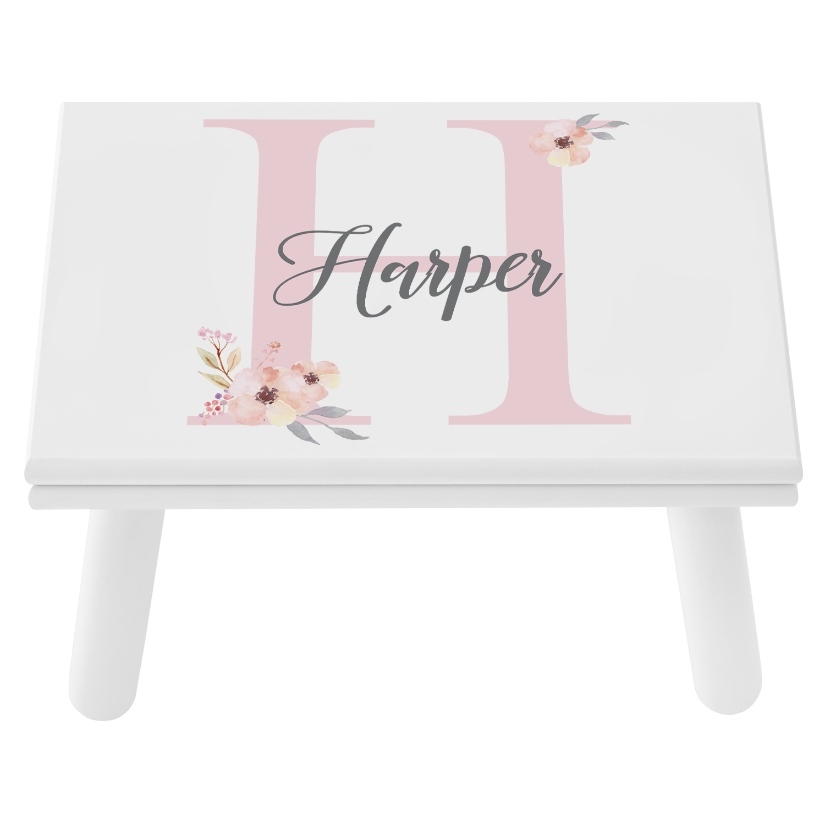 Elegantly Luxe Name Step Stool - Floral Design at Gifts.com