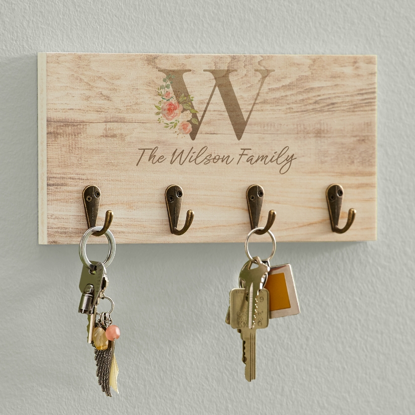 Elegant Floral Family Personalized Name Key Holder at Gifts.com