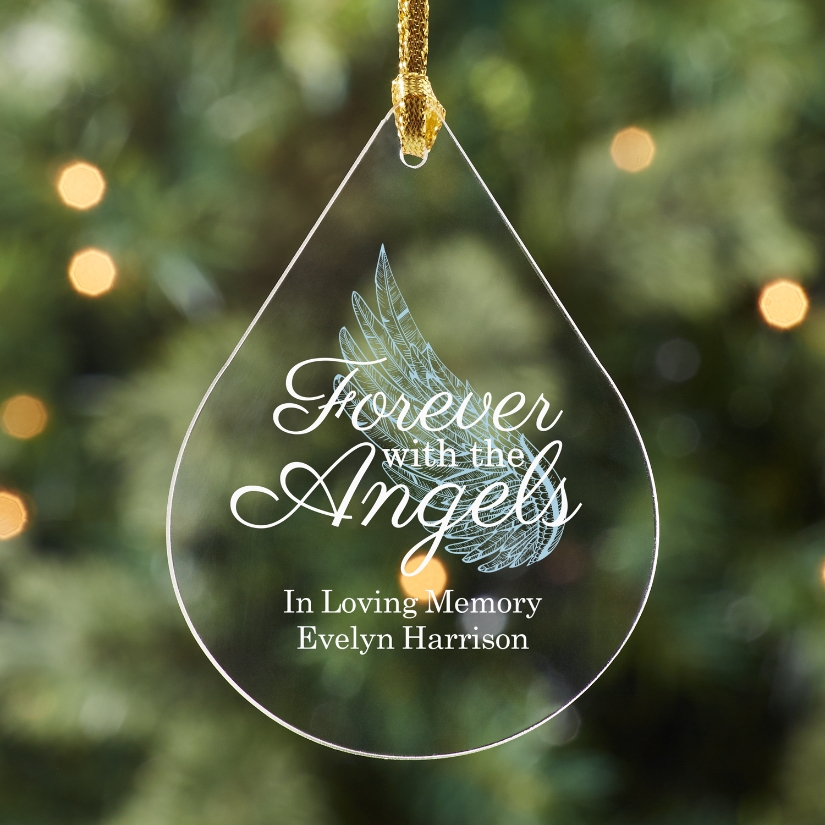 Forever with the Angels Acrylic Teardrop Ornament at Gifts.com