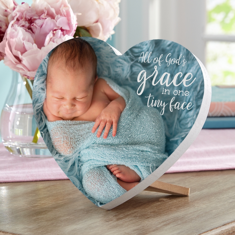 God's Grace Photo Wood Heart | Personal Creations