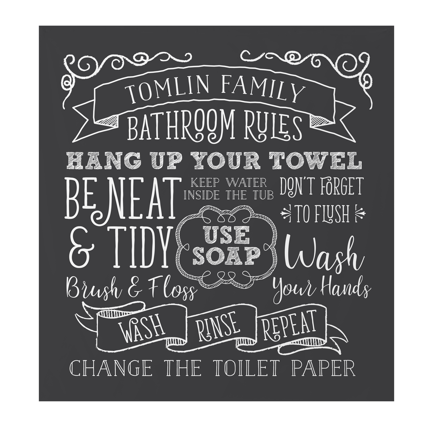 Bathroom Rules Shower Curtain | Personal Creations