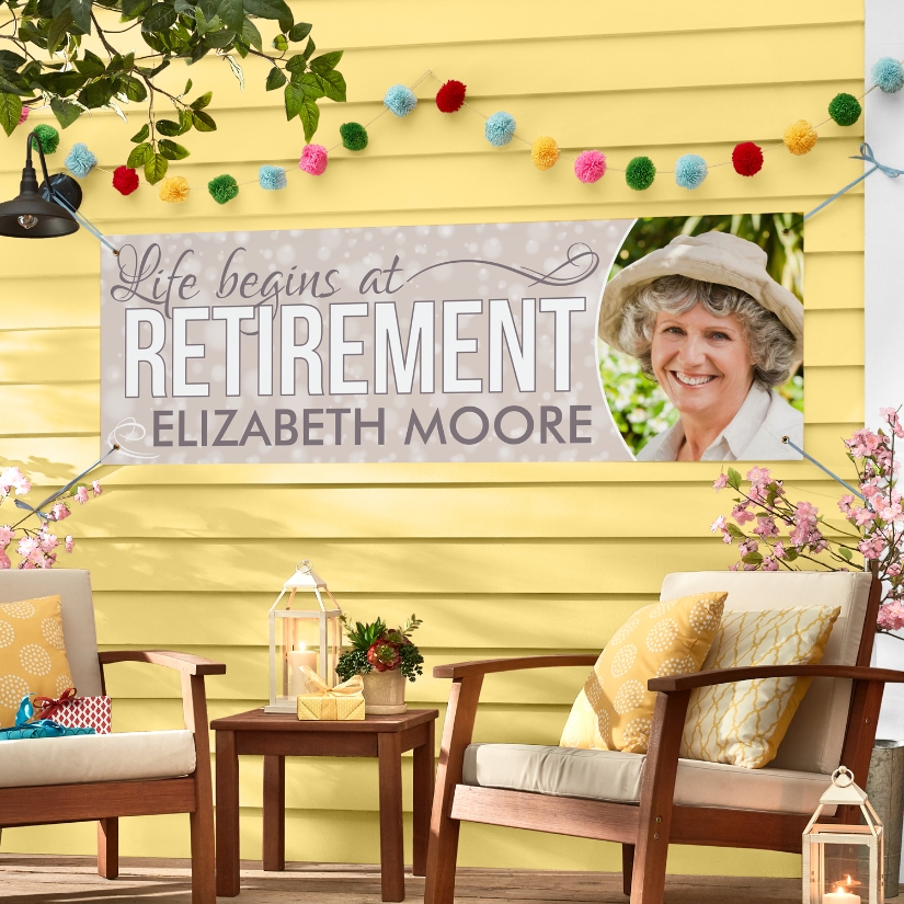New Beginnings Retirement Personalized Photo Banner at Gifts.com