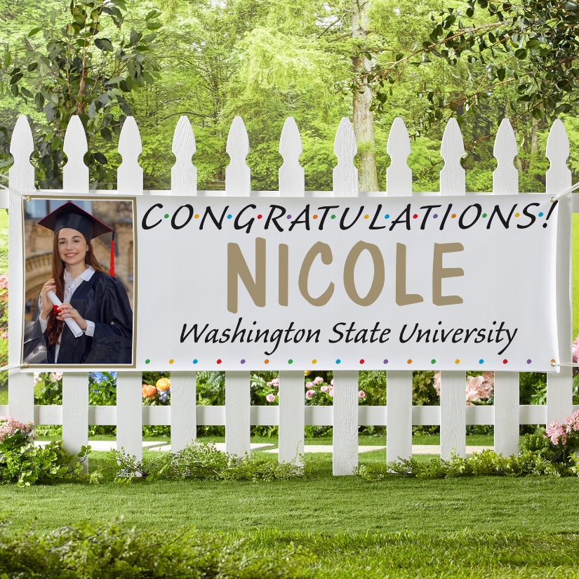 Senior Triumph Personalized Graduation Photo Banner at Gifts.com