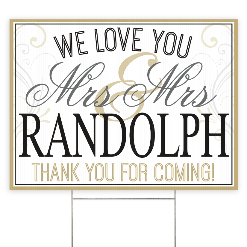 Wedding Yard Sign Mrs & Mrs 1-sided at Gifts.com