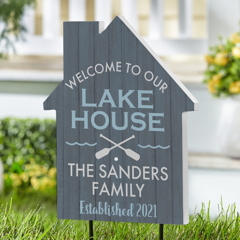 Our Lakeside Retreat Personalized Outdoor House Sign at Gifts.com