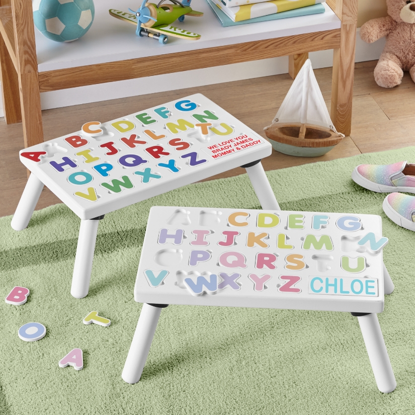 Alphabet Puzzle Personalized Step Stool at Gifts.com